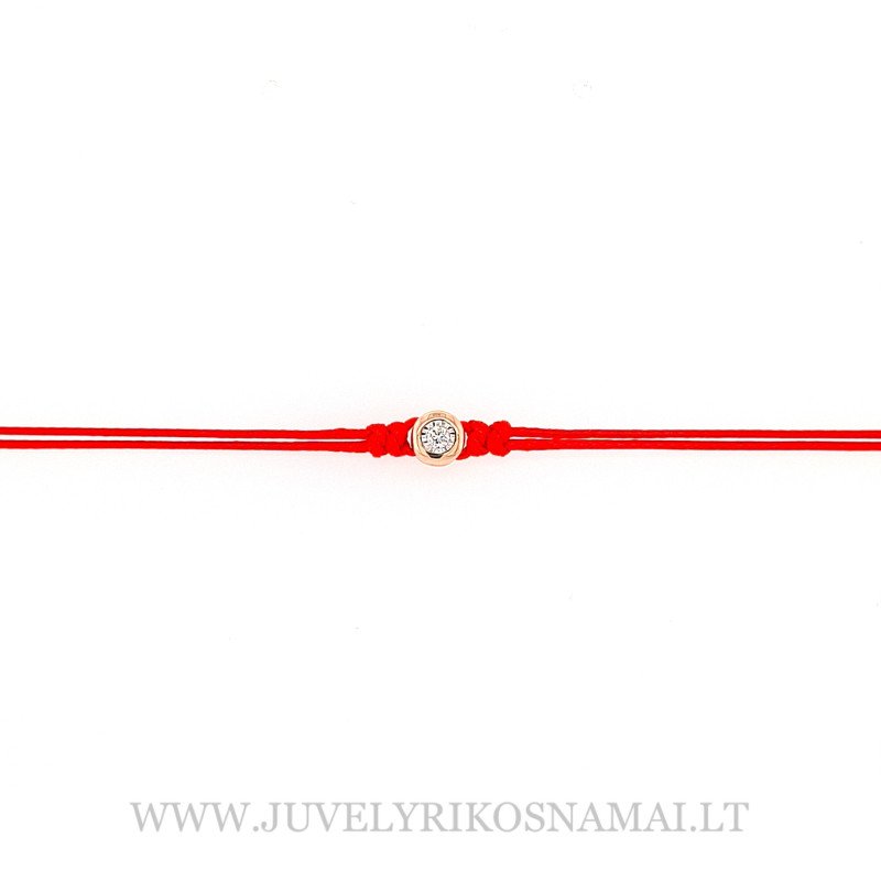 Raudono siūlo apyranke su 0,02ct Deimantu (raudonas auksas)